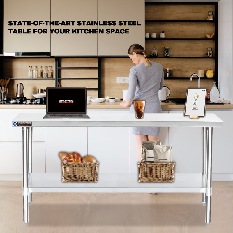 24 x 72 Inch Commercial Stainless Steel Workbench Table with Adjustable Under Shelf NSF Certified 24 x 72 inch